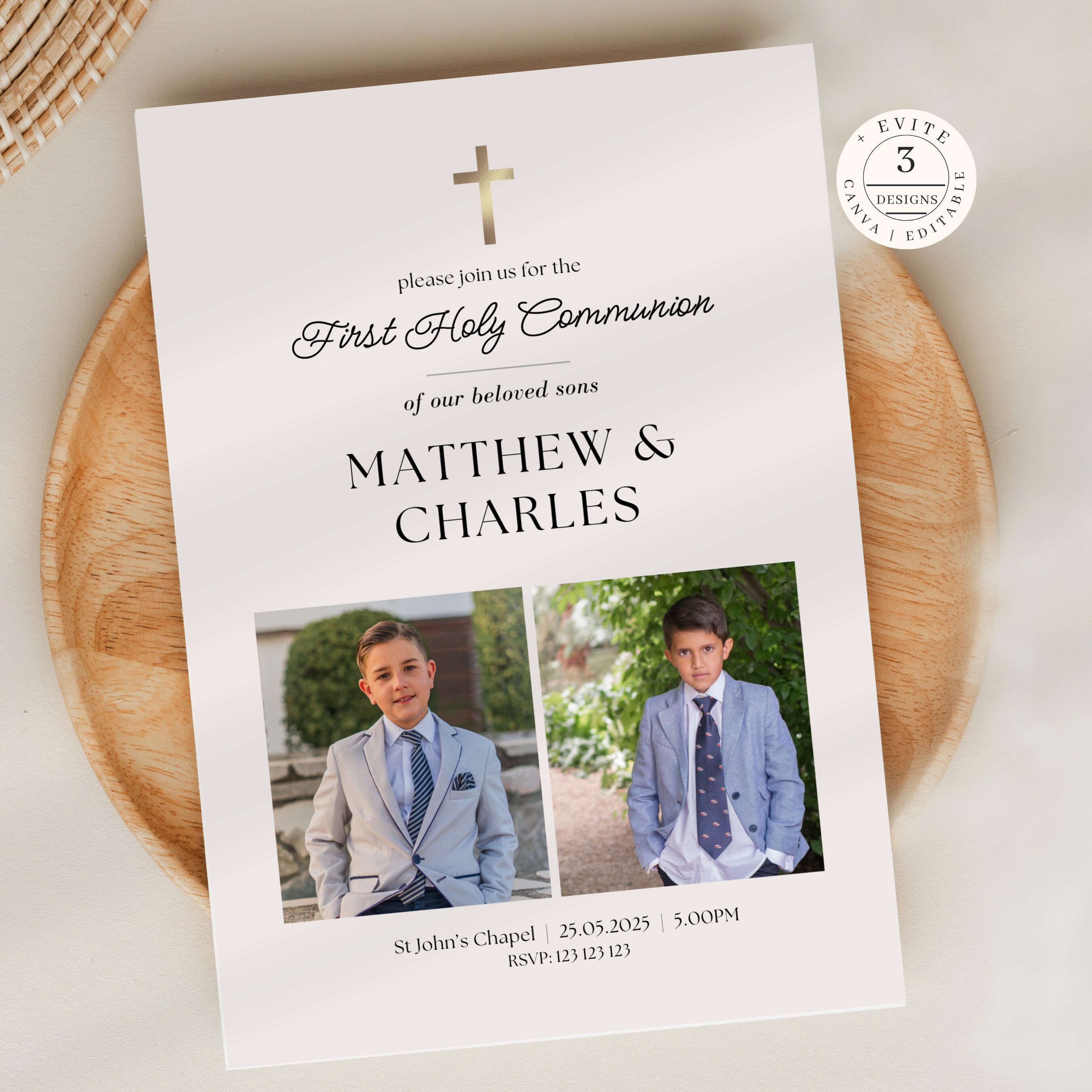 First Holy Communion Invitation Twin, First Holy Communion Invitation ...