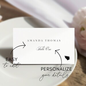 Place Card With Meal Icons Print, Personalized Wedding Place Cards With ...