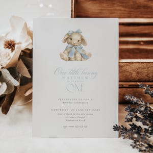 Some Bunny is Turning One Boy, 1st Bunny Birthday Invite, Bunny Themed ...