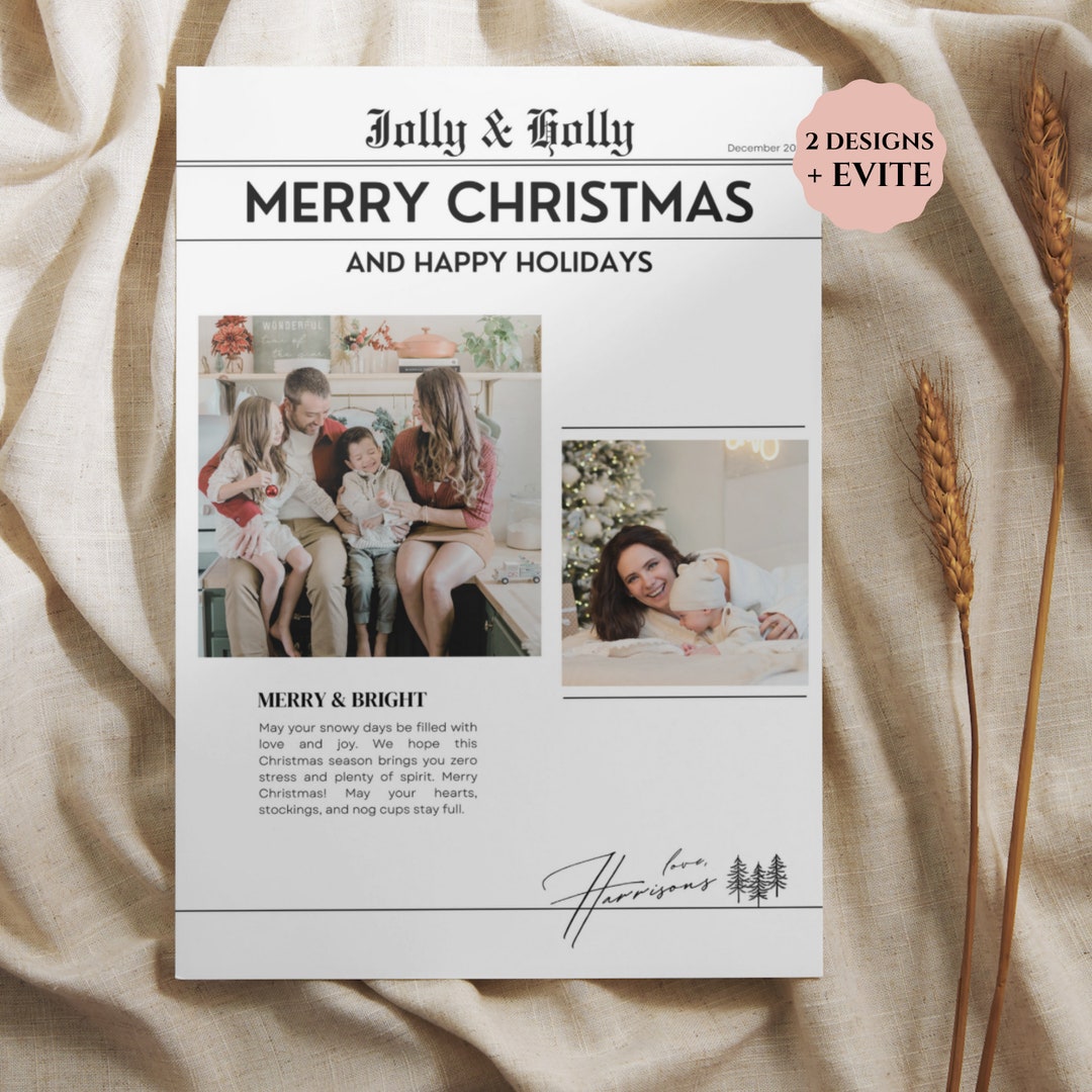 Newspaper Christmas Cards With Photo Christmas Newsletter Template ...