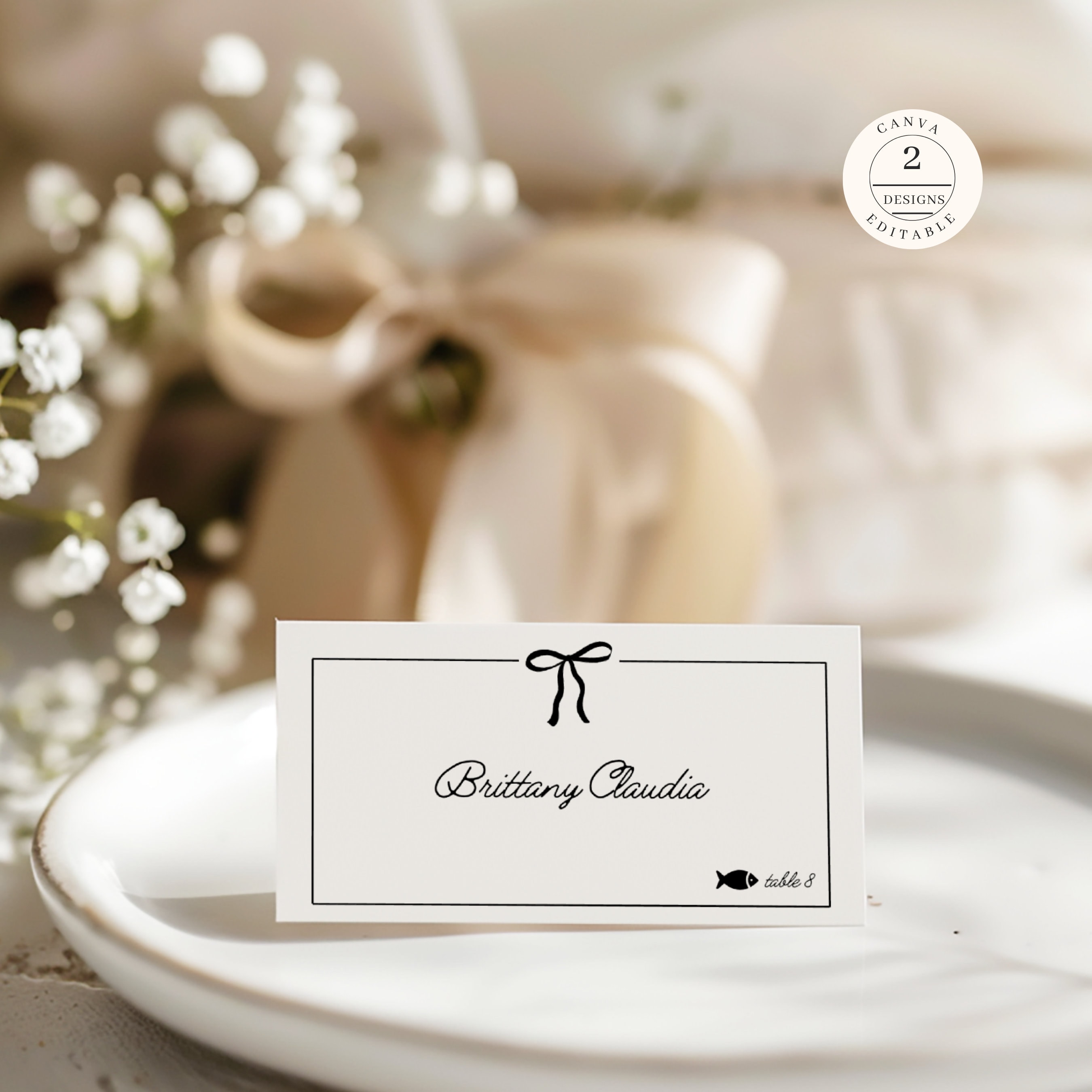 Silver Border Place Cards