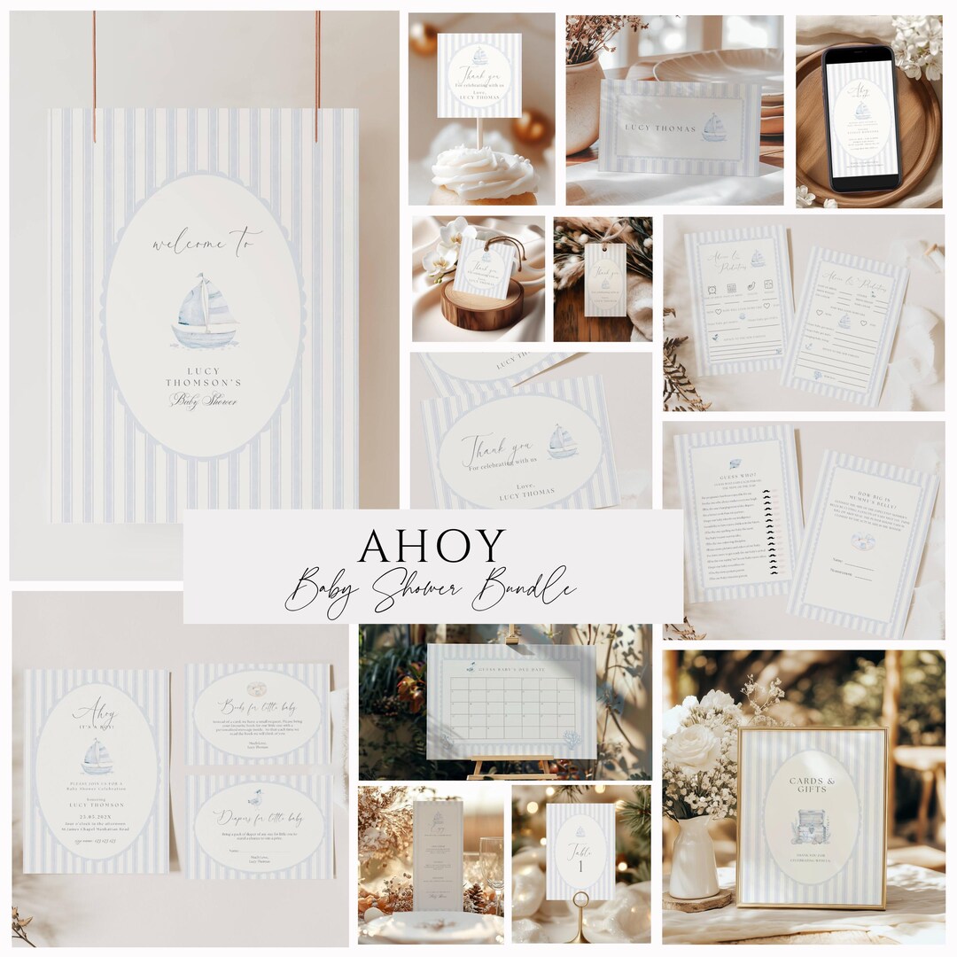 Ahoy Its A Boy Baby Shower Invites, Nautical Baby Shower Invite ...