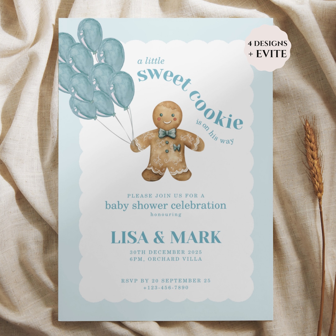 Blue Gingerbread Baby Shower Boy Baby Shower Christmas - Etsy