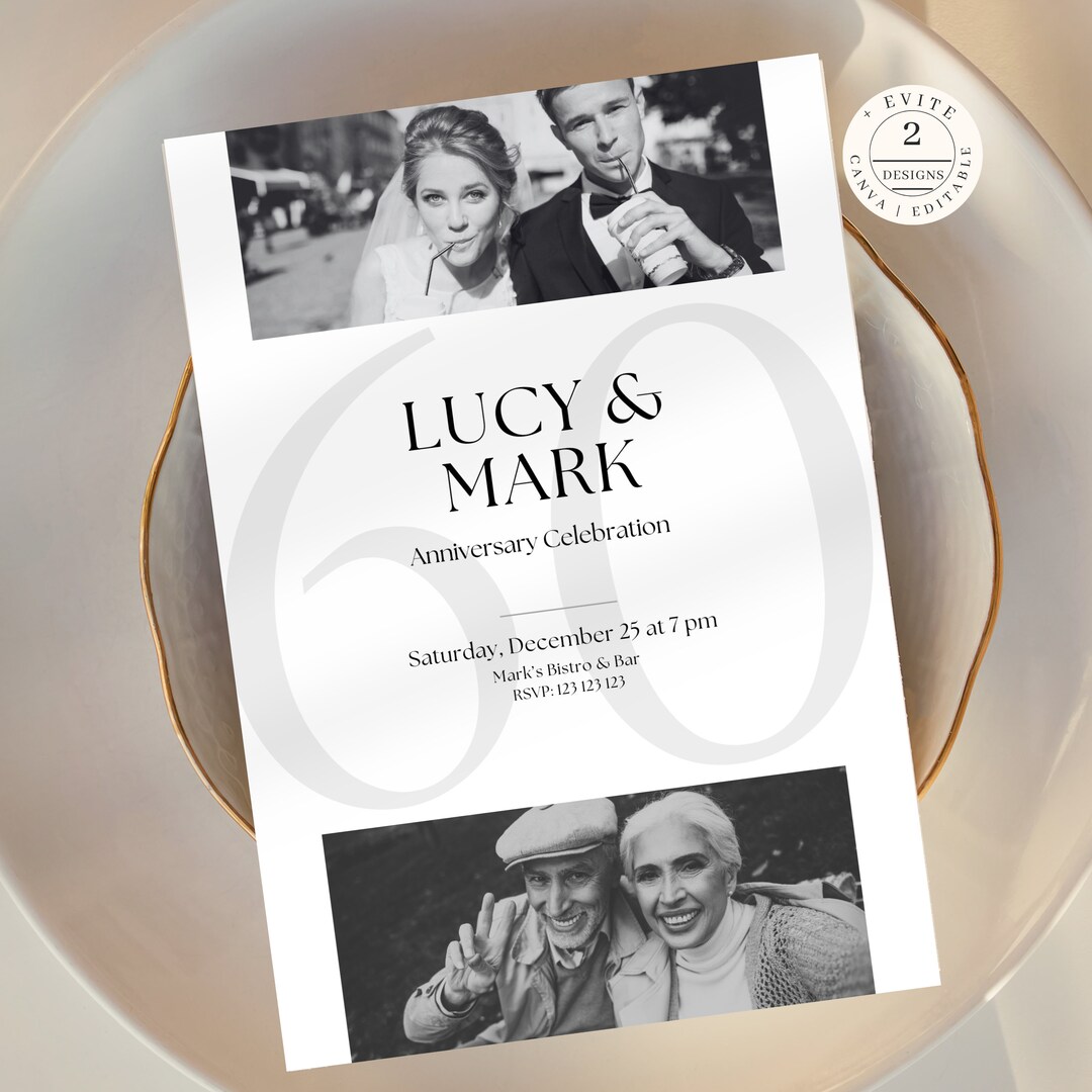 60th Wedding Anniversary Invitation, Anniversary Invitation Template ...