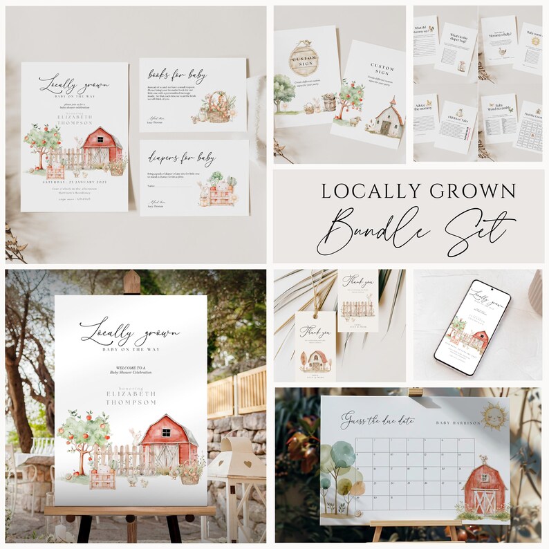 Locally Grown Baby Shower Invitation Template, Farmers Market Baby ...