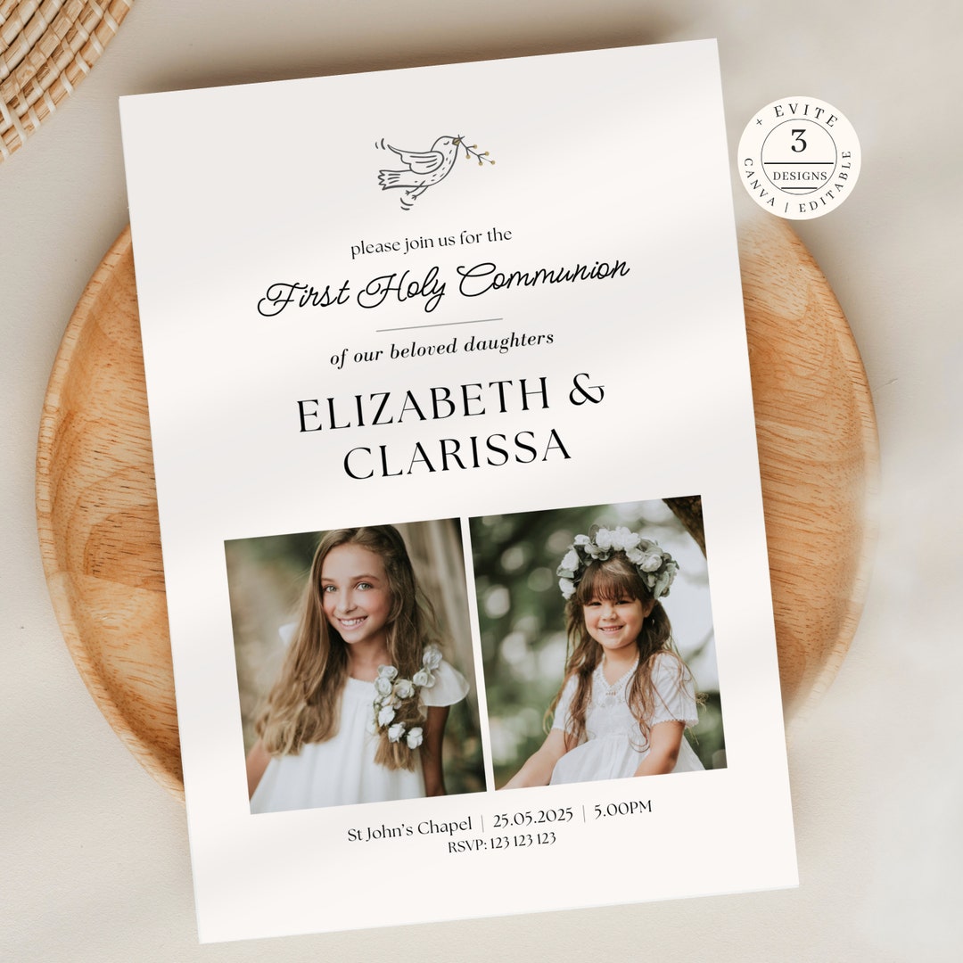 First Holy Communion Invitation Twin, First Holy Communion Invitation ...
