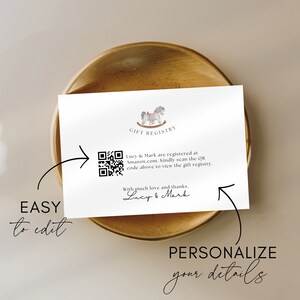 Baby Registry QR Code, Baby Shower Registry Insert, Baby Shower ...