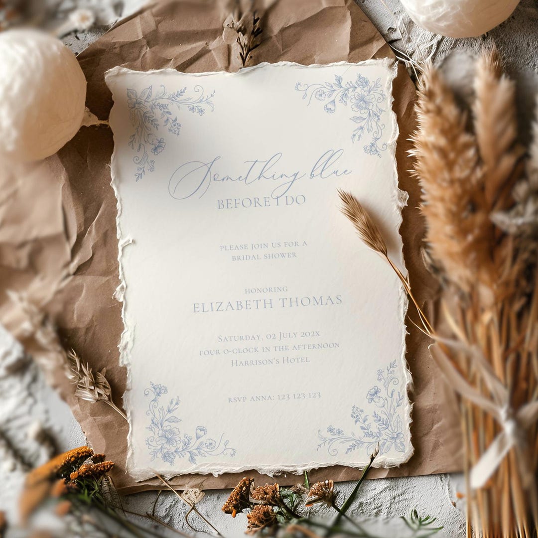 Something Blue Before I Do Invitation: Vintage Blue Toile Bridal Shower ...