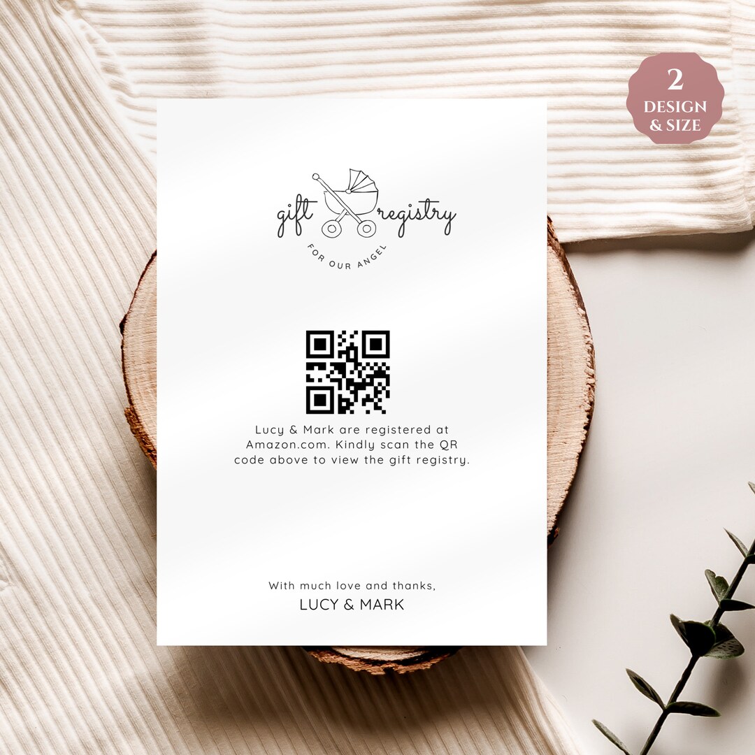 Baby Registry Card Insert, Baby Shower Registry Card QR Codes, Qr Code ...