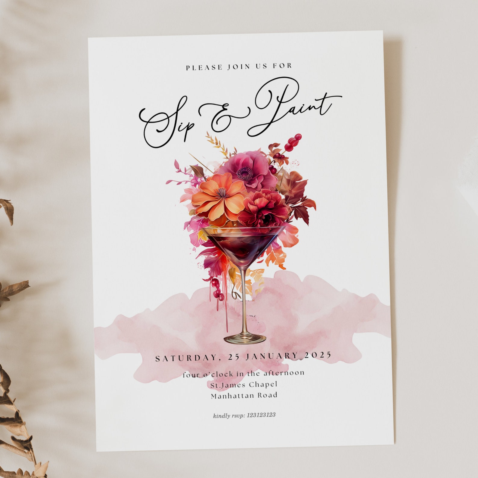 Paint and Sip Party Invitation, Sip and Paint Invitation, Paint and ...
