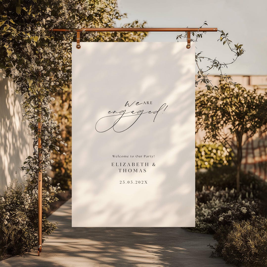 Modern Engagement Welcome Sign Template, We're Engaged Welcome Sign ...