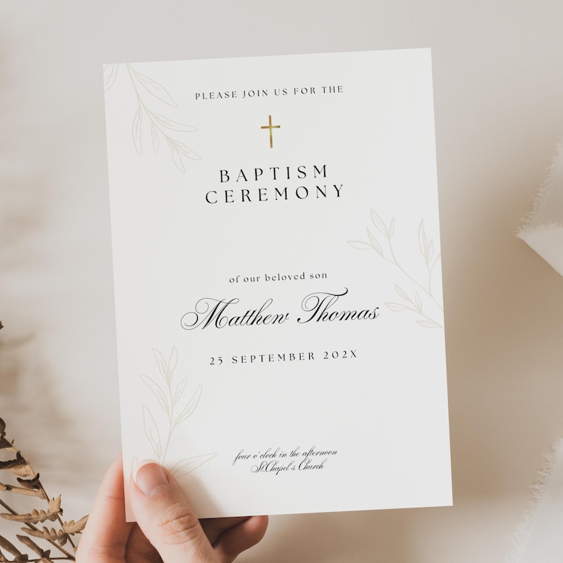Lds Baptism Invitation Simple, Editable Baptism Invite, Modern ...