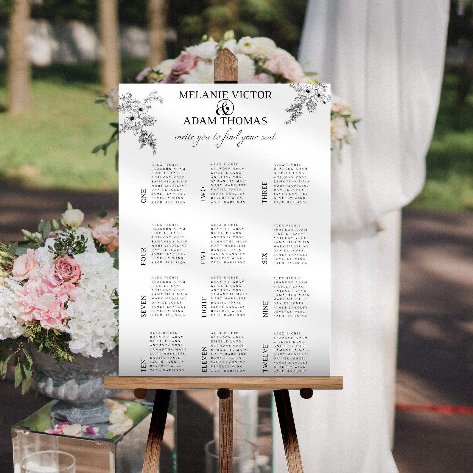 Traditional Seating Plan Wedding, Wedding Table Plan, Printable Seating ...
