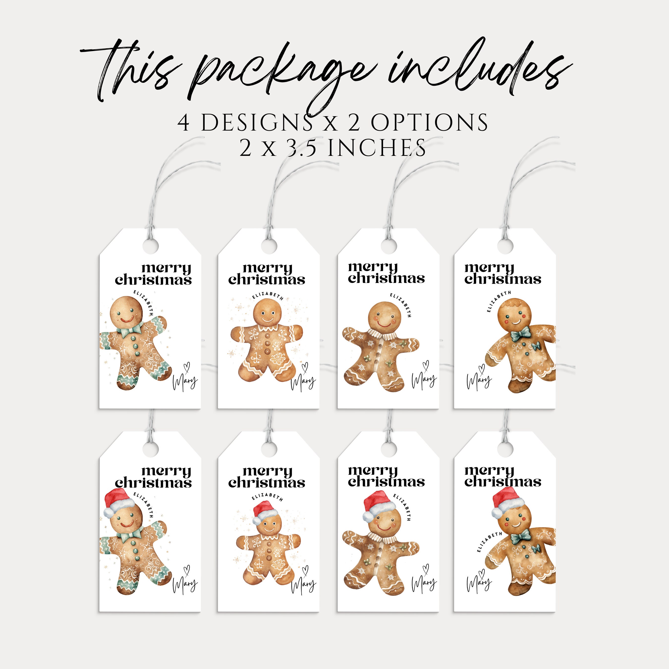 Printable Gift Tags Gingerbread Man, Digital Download, Christmas Gift ...