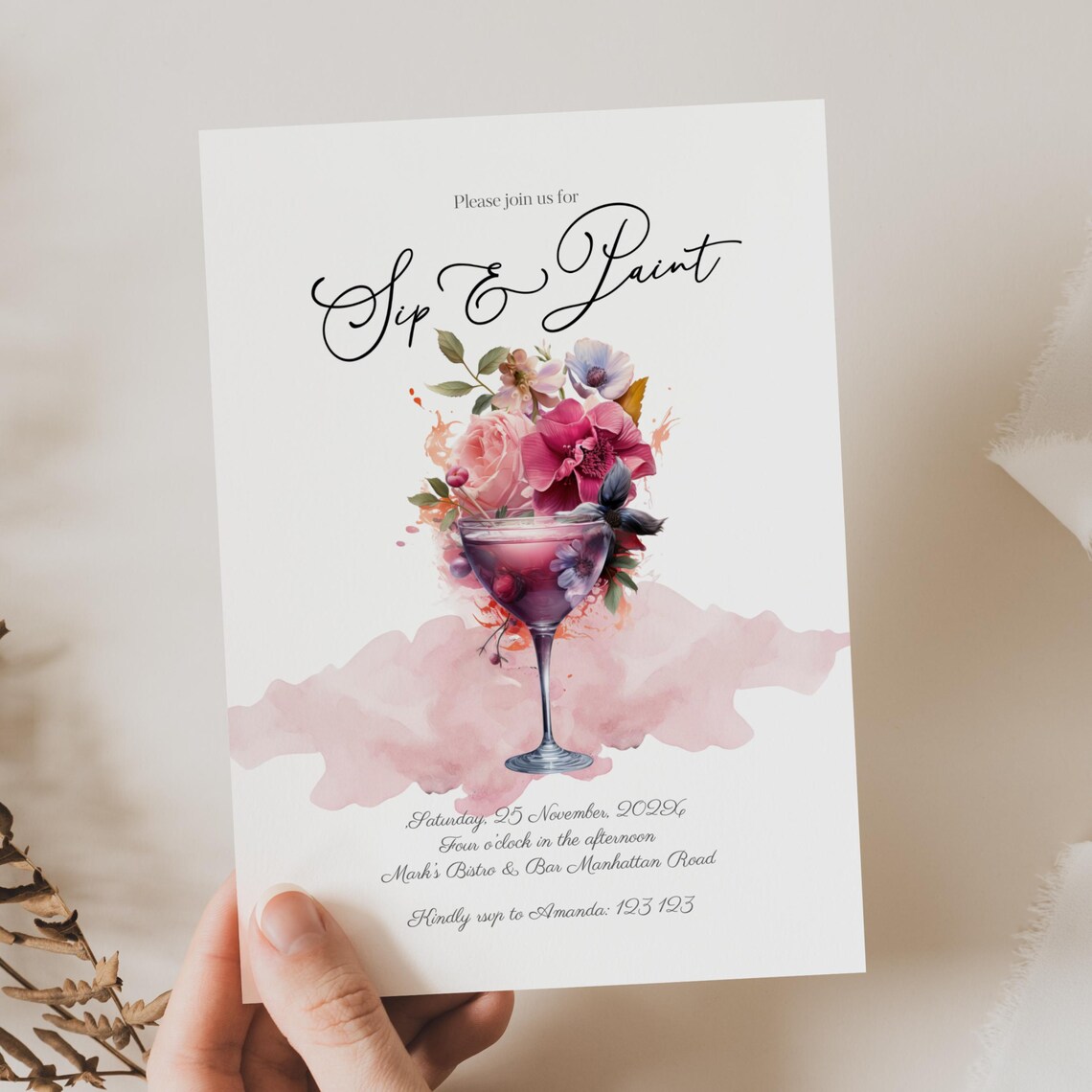 Paint and Sip Party Invitation, Paint and Pour Birthday, Paint and Sip ...