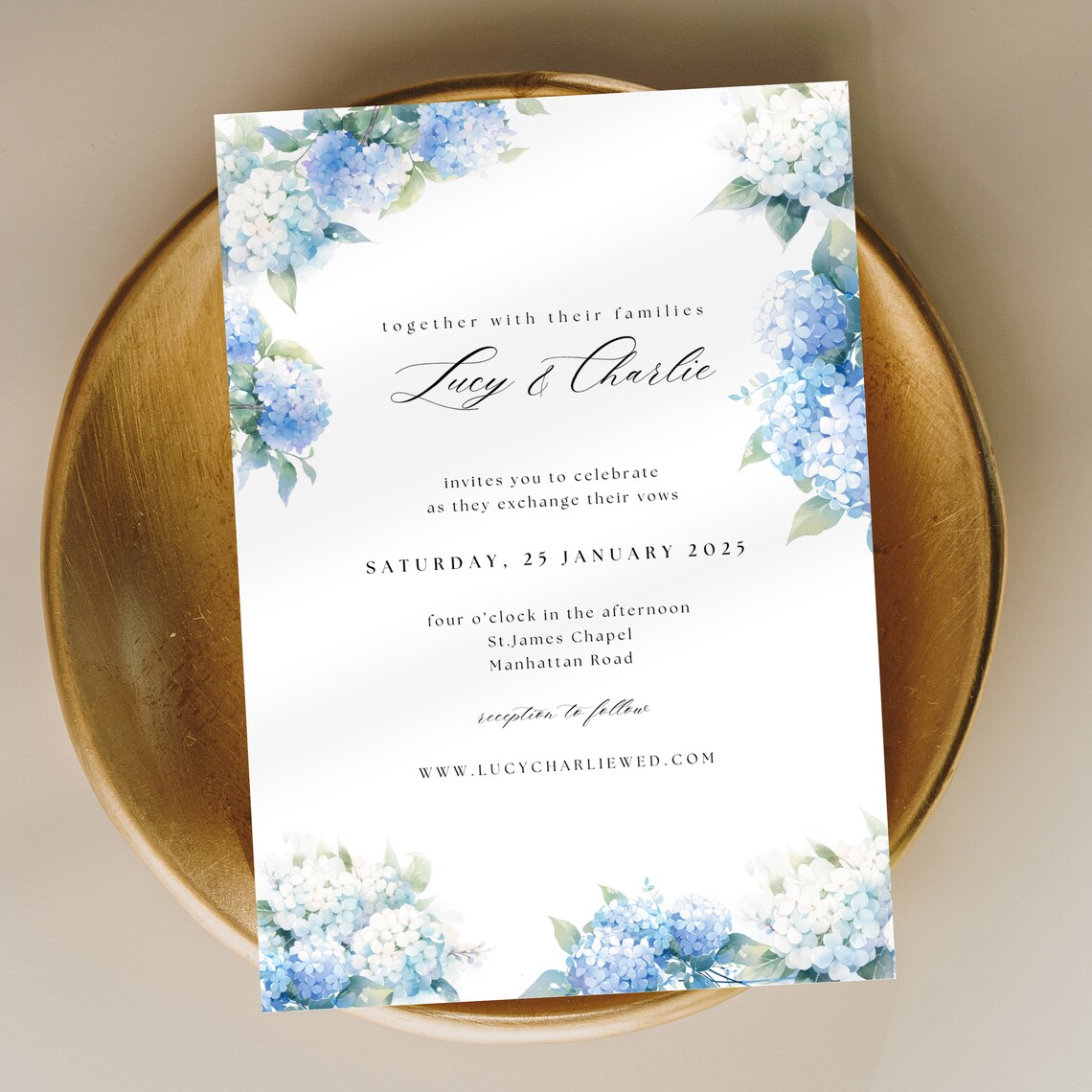 Hydrangea Wedding Invitation Suite, Blue Hydrangea Wedding Invitation ...