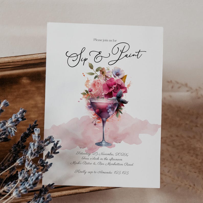 Paint and Sip Party Invitation, Paint and Pour Birthday, Paint and Sip ...