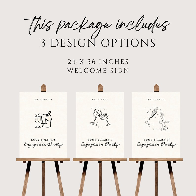 Engagement Party Sign Hand Drawn Engagement Party Invitation Hand Drawn ...