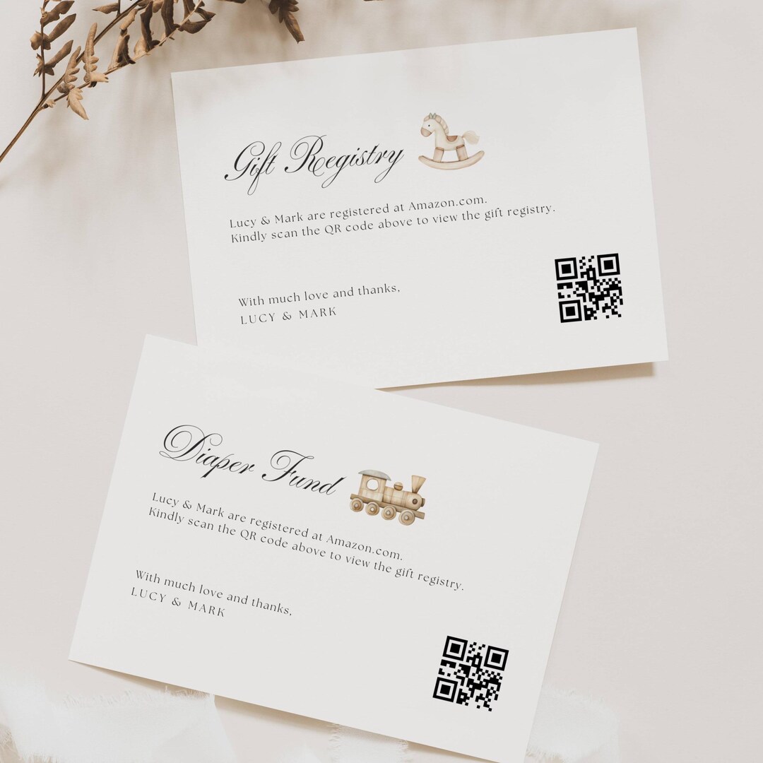 Baby Shower Registry Card Qr Codes, Baby Gift Registry Card Template ...