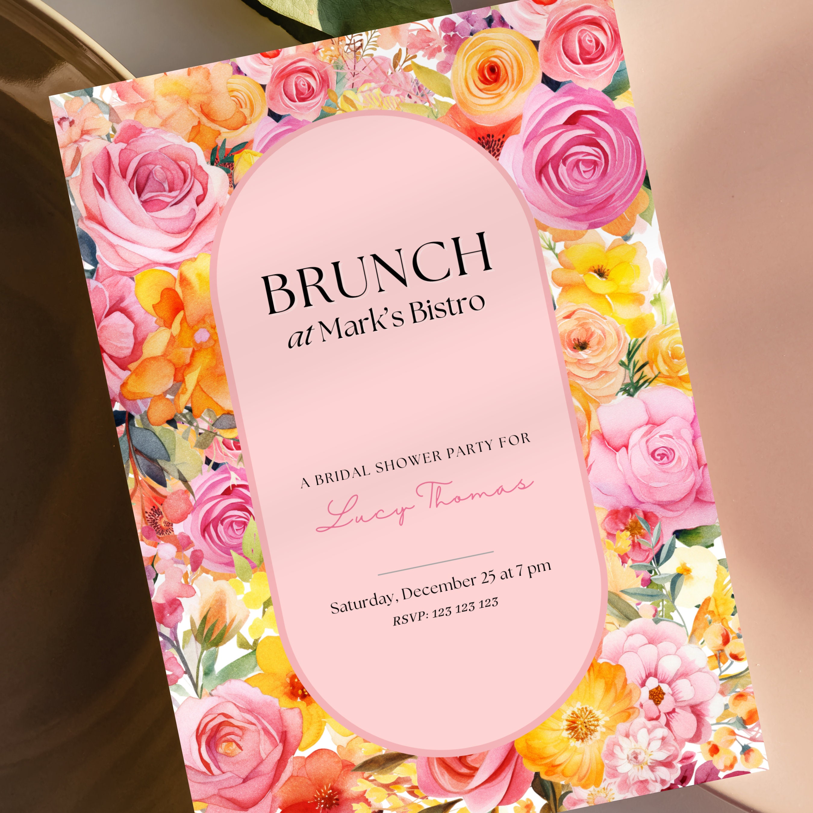 Colorful Floral Bridal Shower Invitation, Hot Pink and Orange Bridal ...