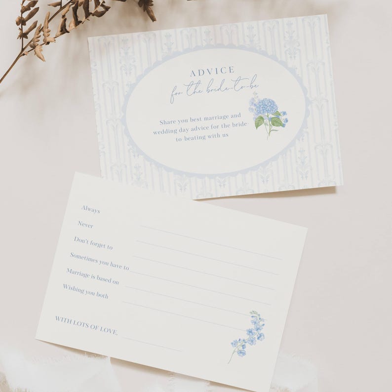 Blue Hydrangea Bridal Shower Invitation: Dusty Blue Floral (editable ...