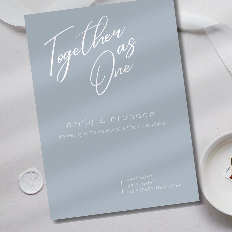 Dusty Blue Wedding Invite Set Dusty Blue Wedding Invitation Templates ...