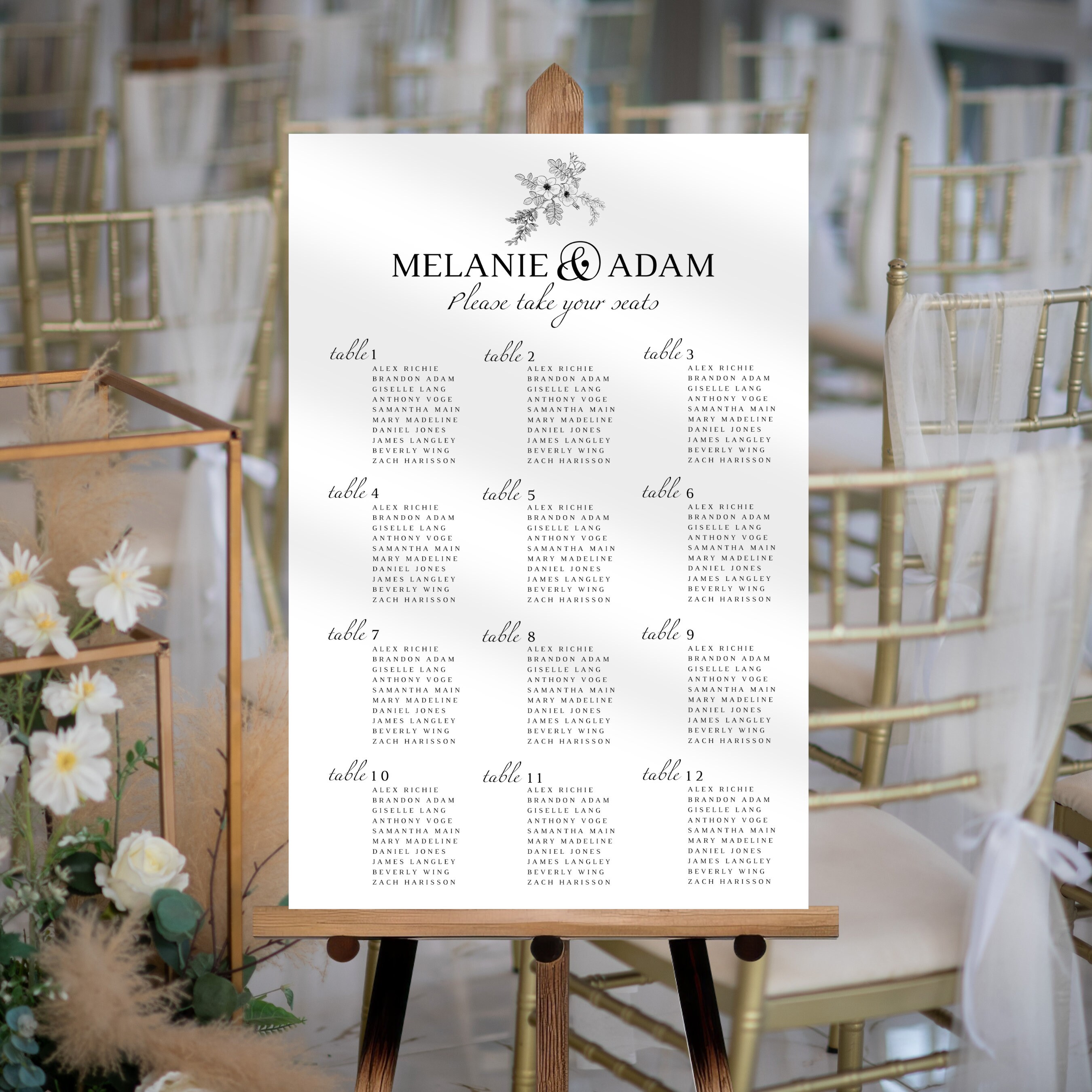 Traditional Seating Plan Wedding, Wedding Table Plan, Printable Seating ...