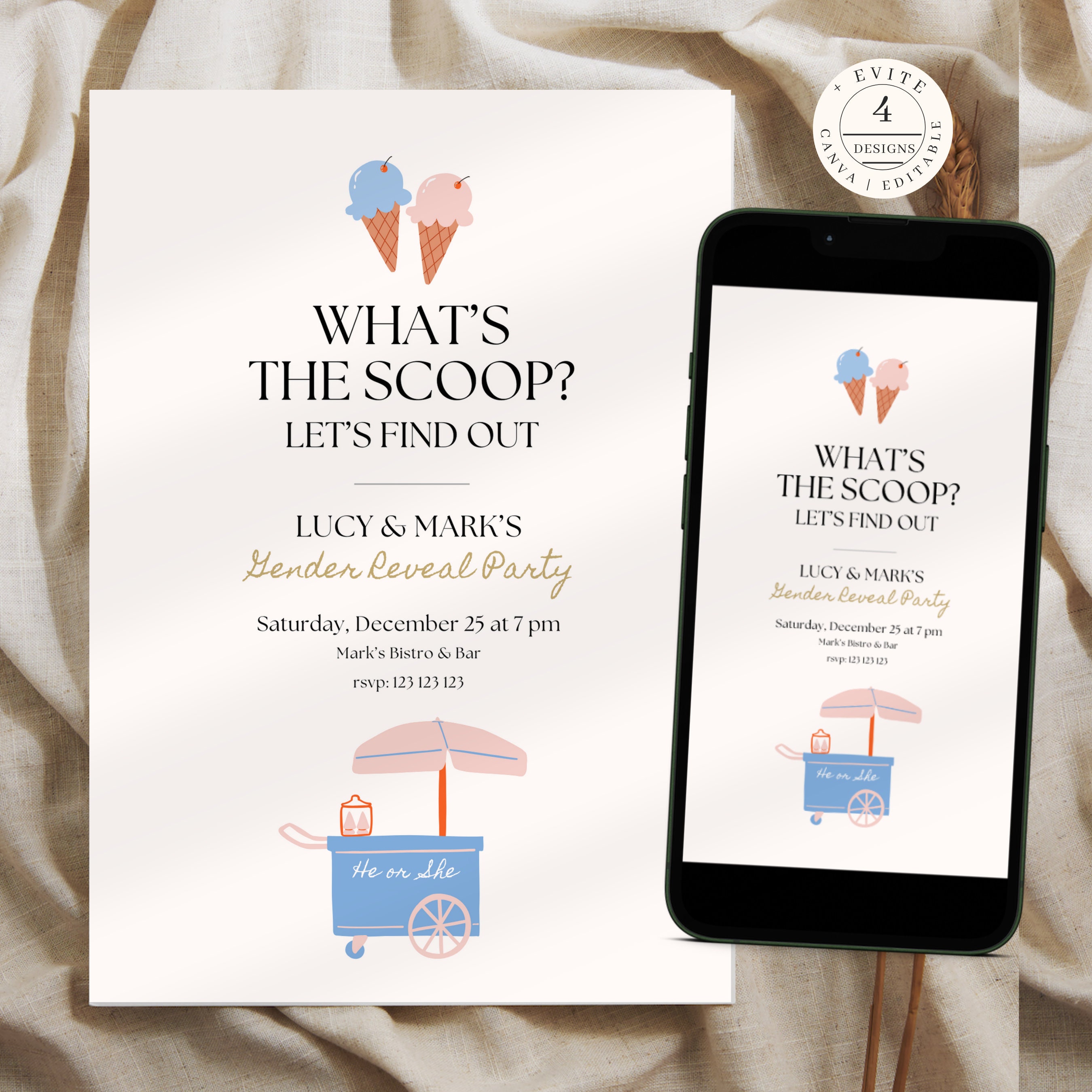 Whats the Scoop Invitation Digital, Whats the Scoop Invite, Ice Cream ...