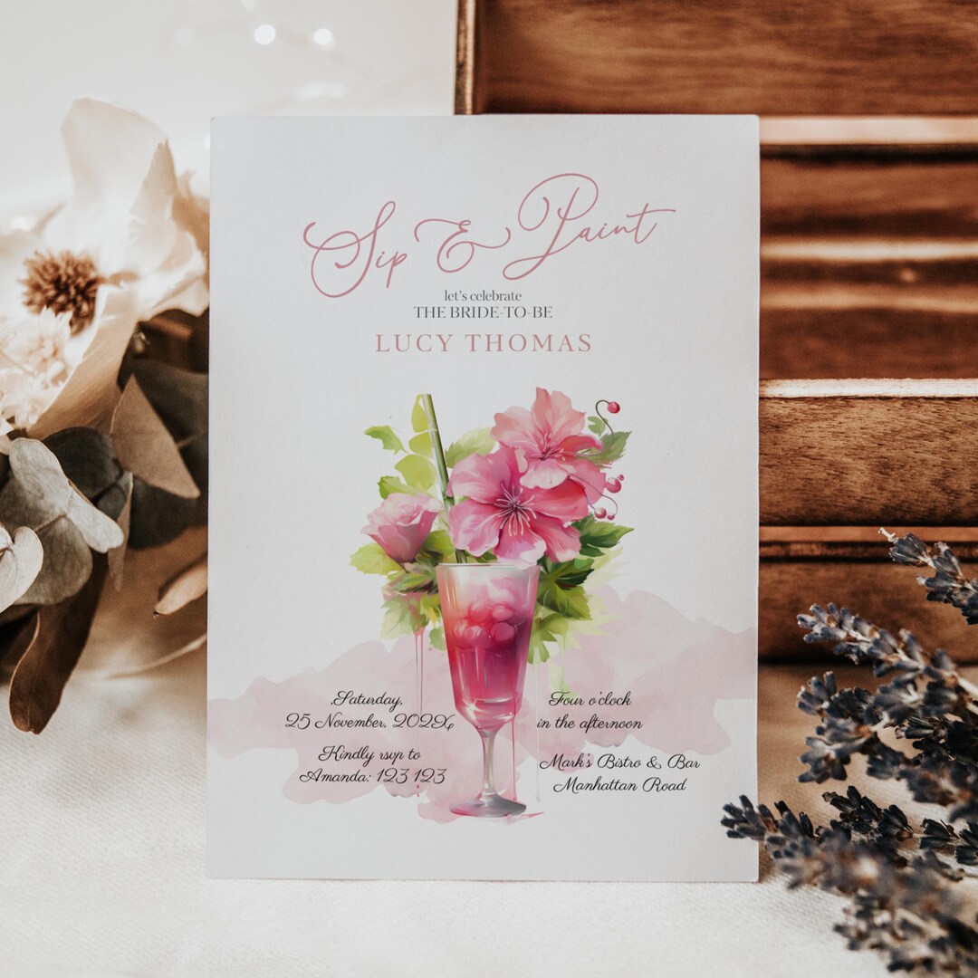 Sip and Paint Invitations, Paint and Pour Invitations, Adult Painting ...