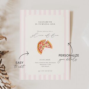 Pizza Slice of Fun 1st Birthday Invitation, First Birthday Invitation ...