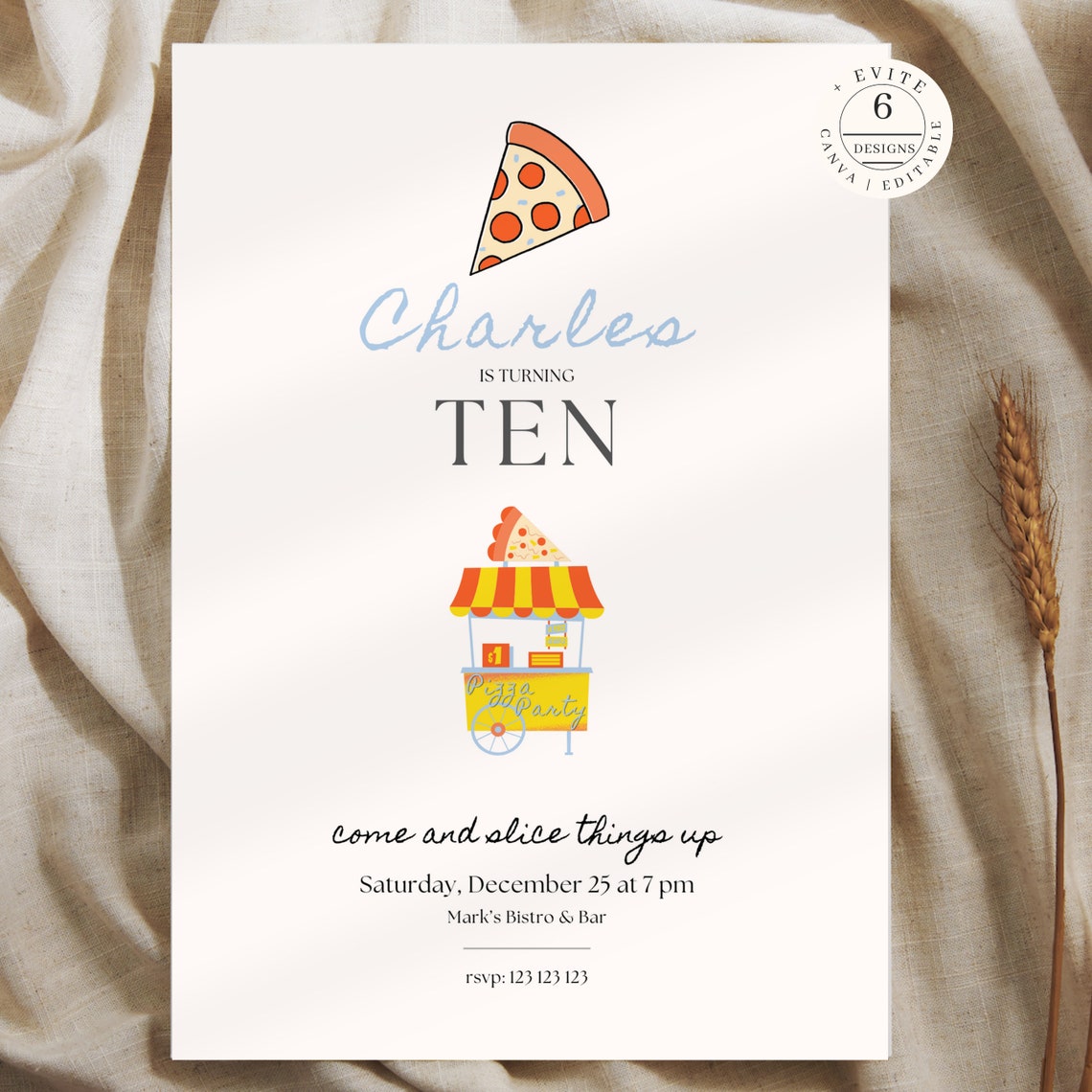 Pizza Making Birthday Invite, Pizza Party Invitation, Printable Pizza ...