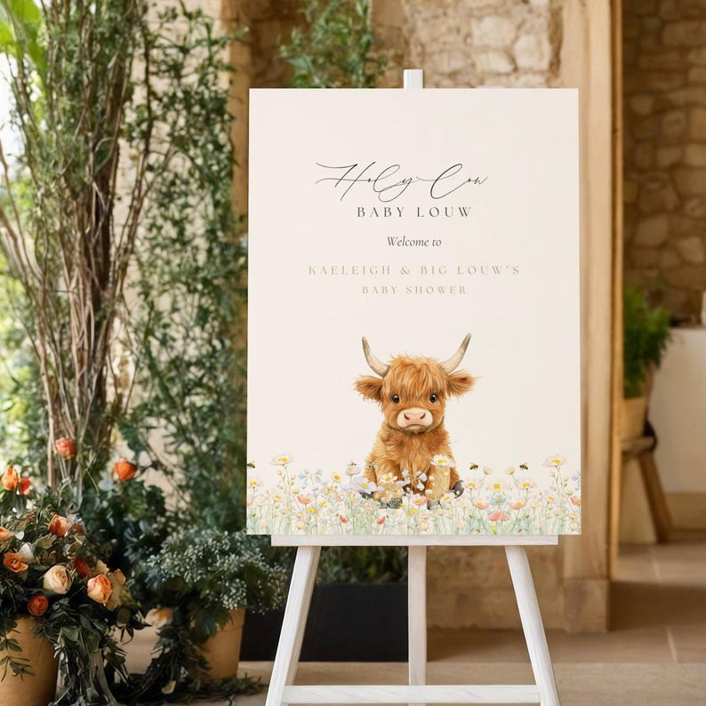 Highland Cow Baby Shower Invitation, Oh Holy Cow We Are Having A Baby ...