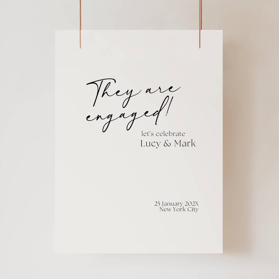 Modern Engagement Welcome Sign Template, We're Engaged Welcome Sign ...