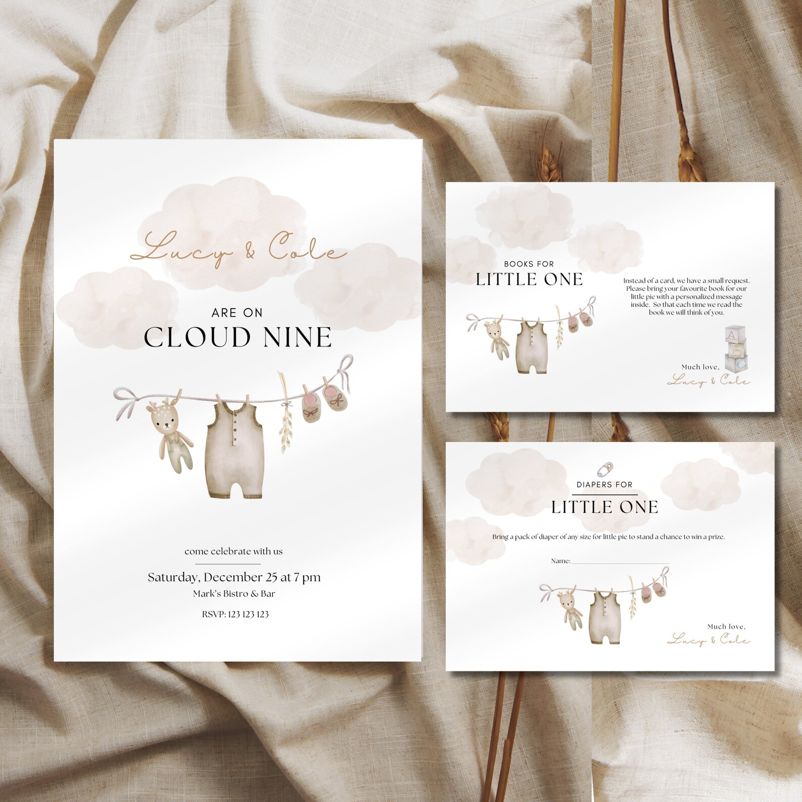 On Cloud 9 Baby Shower Invitation, We're on Cloud Nine, Boho Baby ...