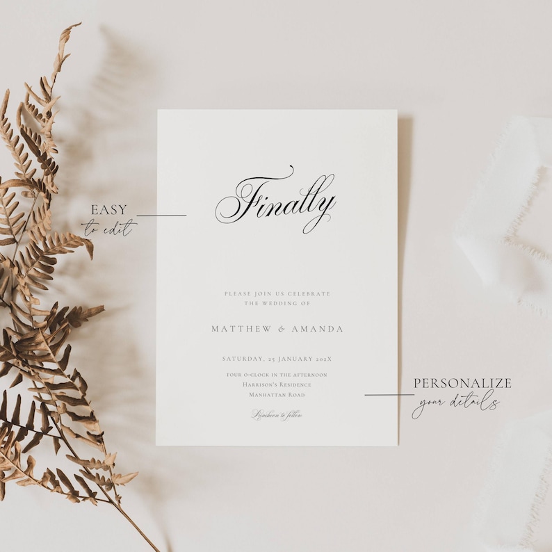 Hilarious Wedding Invitation Template: Minimalistic Elegant Wedding ...