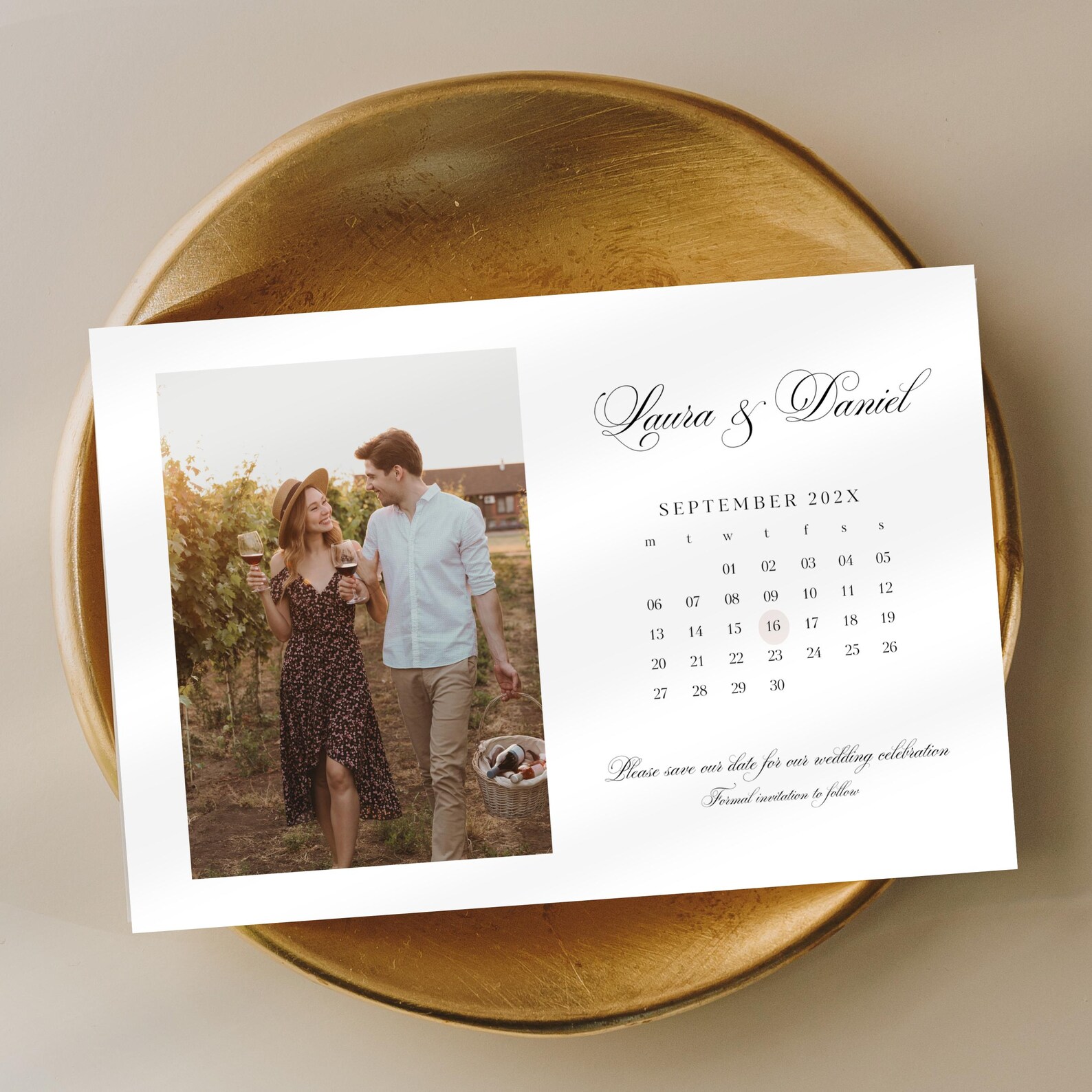 Save the Date With Picture and Calendar, Save the Date Calendar Canva ...