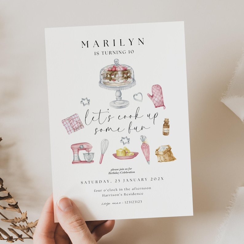 Cooking Class Birthday Invitation, Editable Baking Birthday Invitation ...