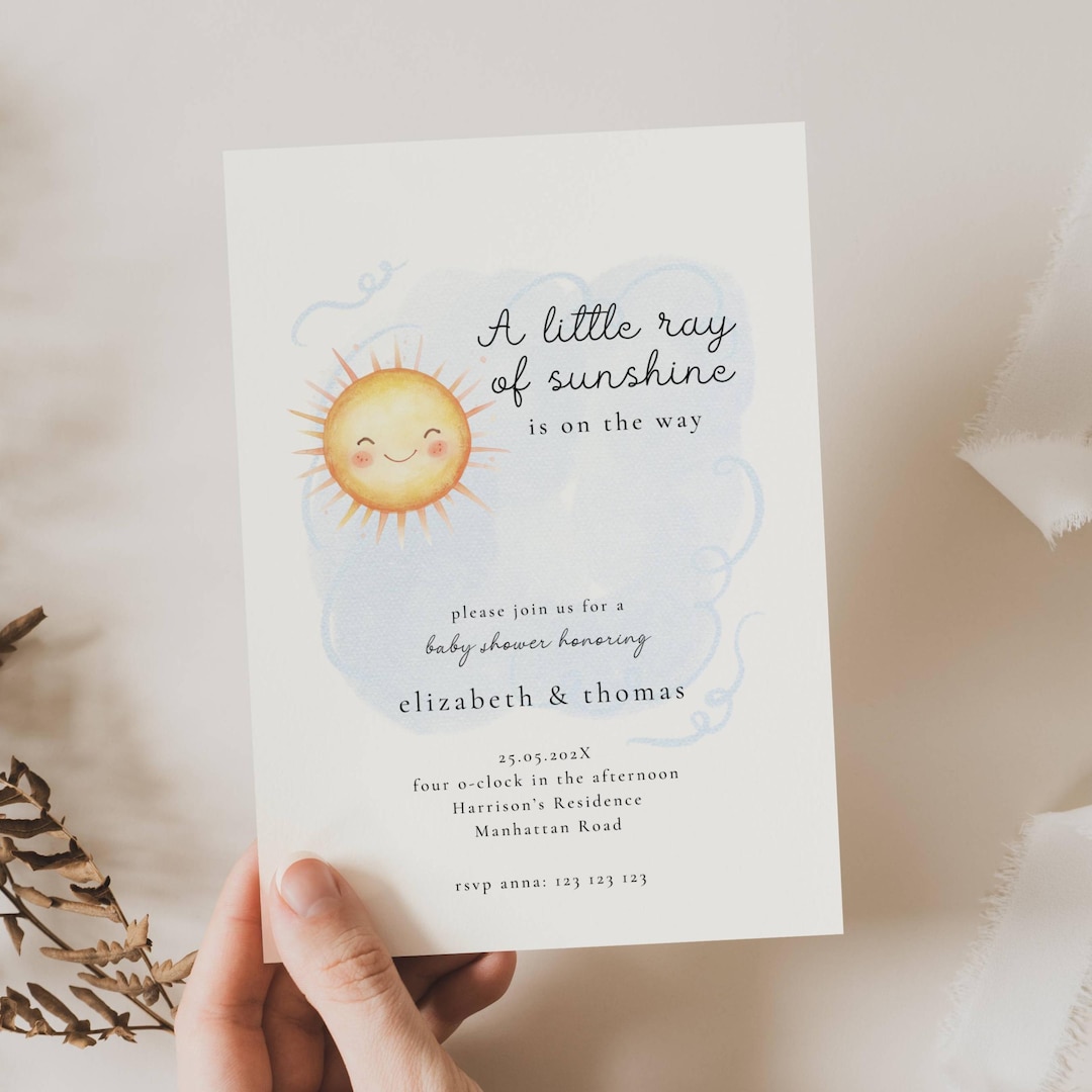 A Little Ray of Sunshine Baby Shower Invitation: Sunshine (editable ...