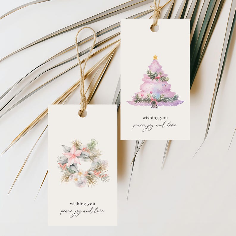 Printable Christmas Gift Tags, Editable Christmas Gift Tags, Pink ...