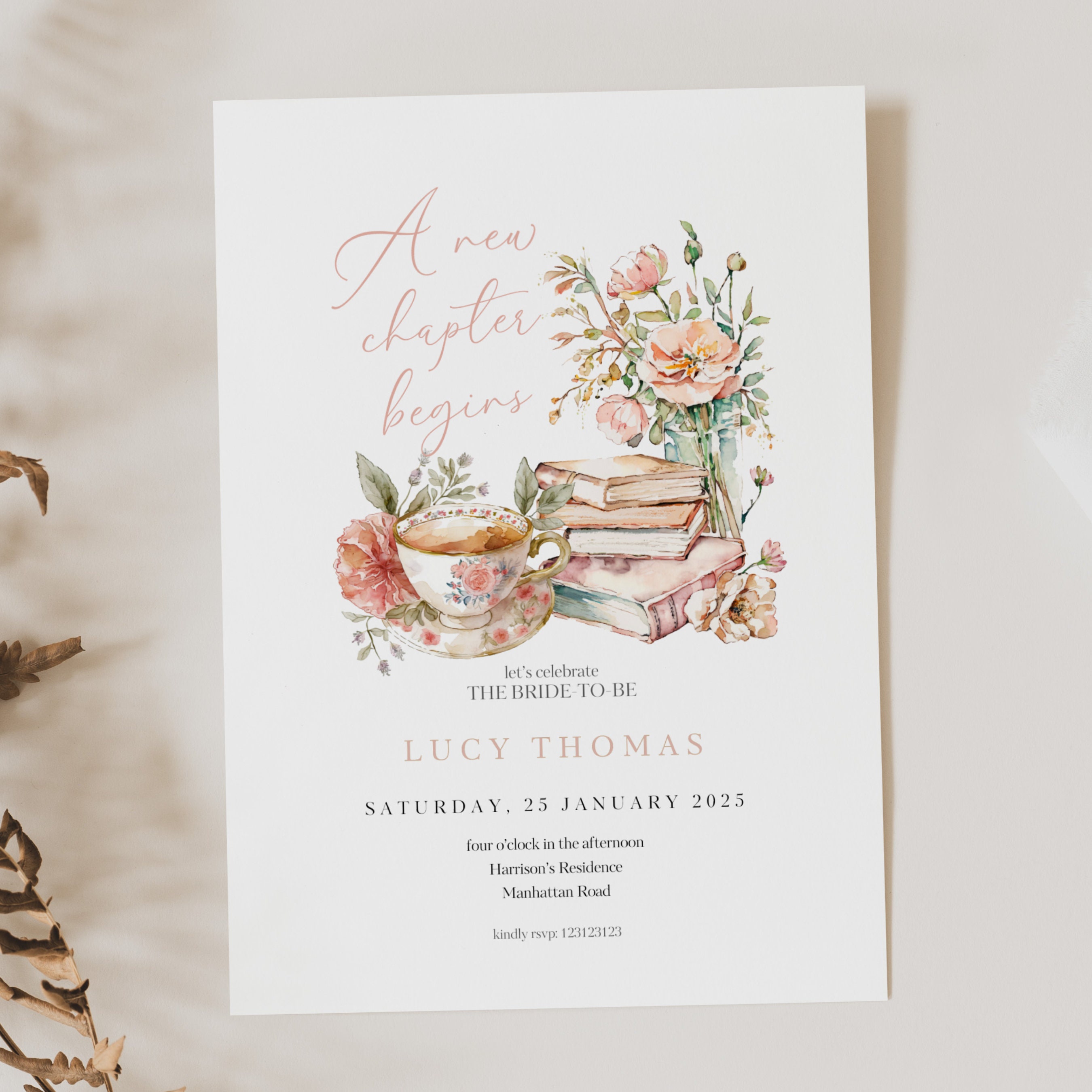 Book Theme Bridal Shower Invite, A New Chapter Begins Bridal Shower ...