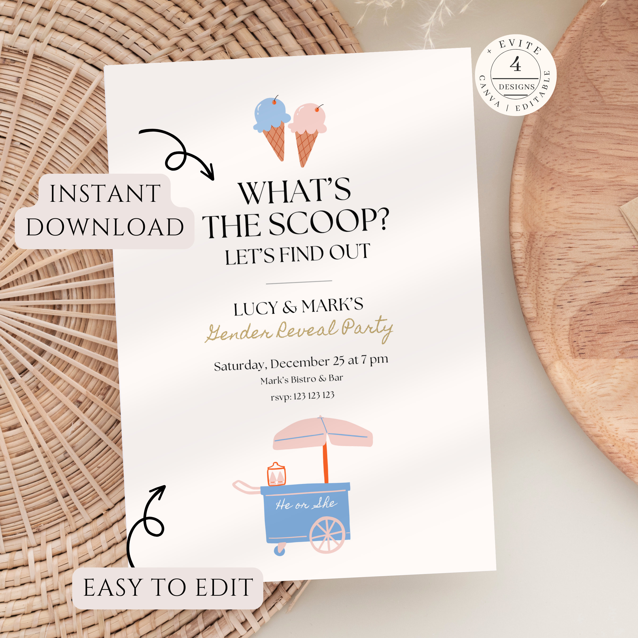 Whats the Scoop Invitation Digital, Whats the Scoop Invite, Ice Cream ...