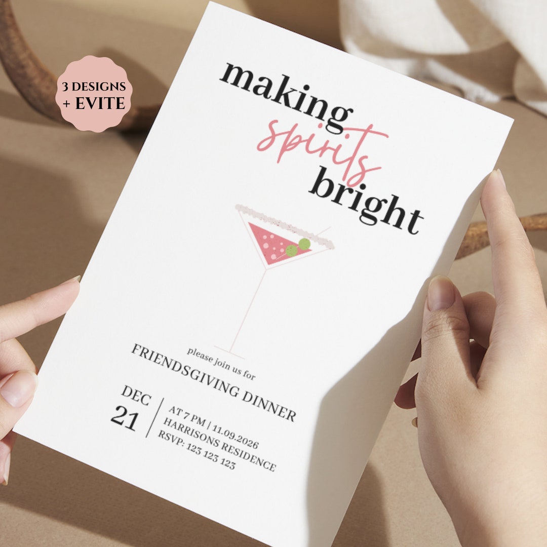 Making Spirits Bright Holiday Invitation, Holiday Party Invite ...