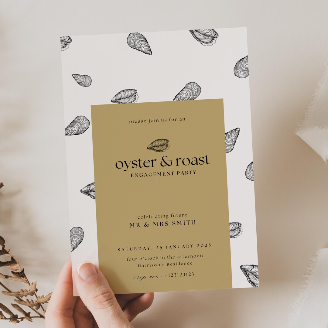 Oyster Roast Invitation, Engagement Party Invitation, Classic East ...