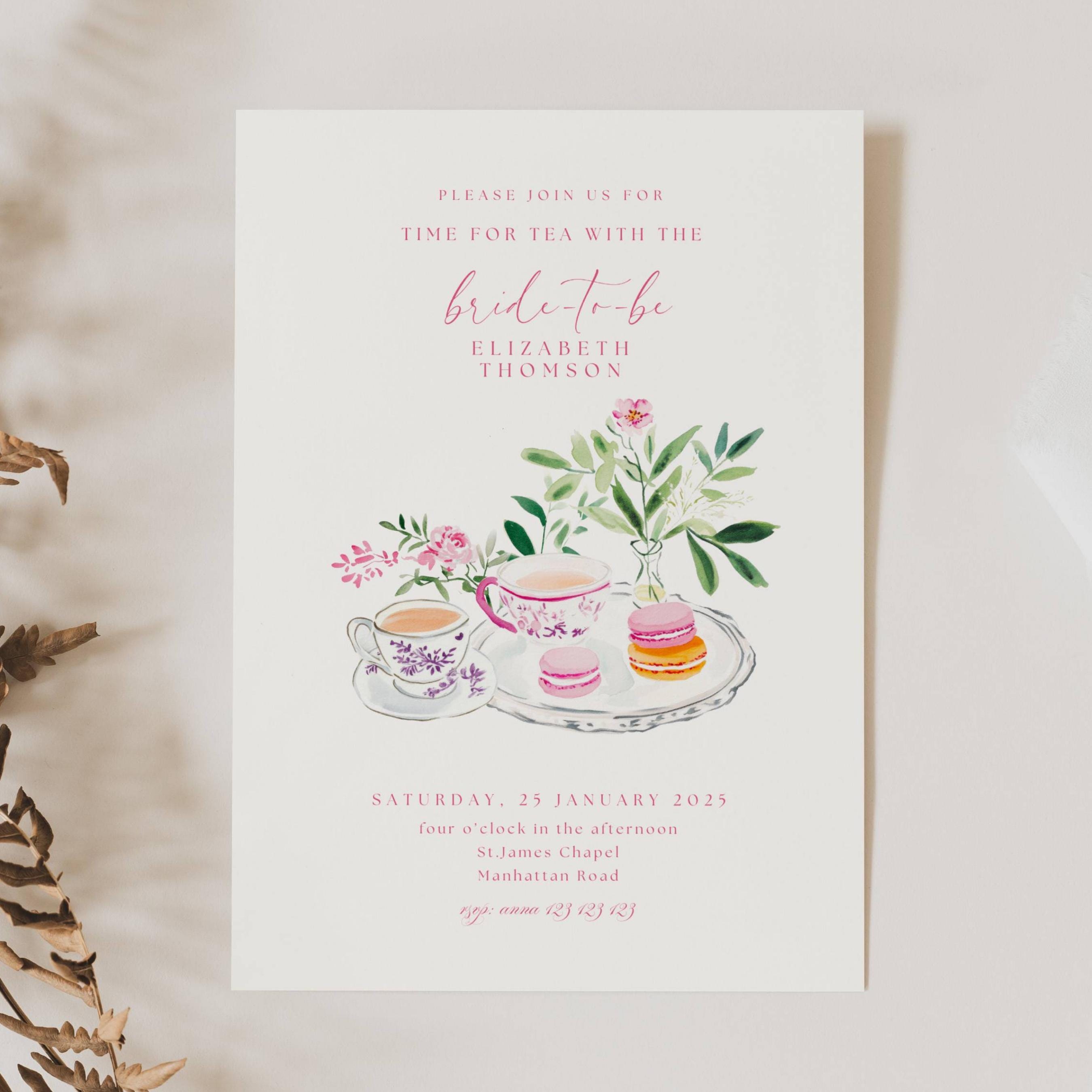 Time for Tea With the Bride to Be Invitation, Bridal Shower Tea Time ...