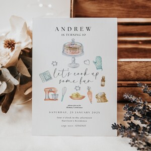 Cooking Class Birthday Invitation, Editable Baking Birthday Invitation ...