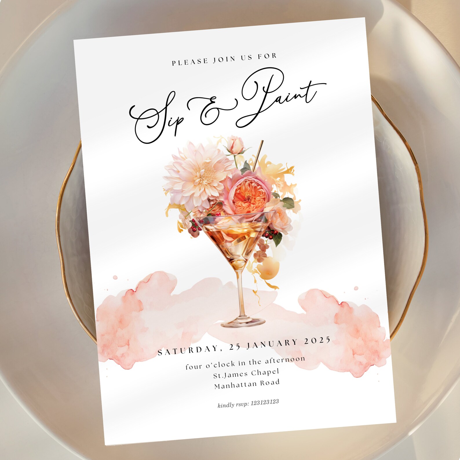 Paint and Pour Invitation, Adult Painting Party Invite, Wine Tasting ...