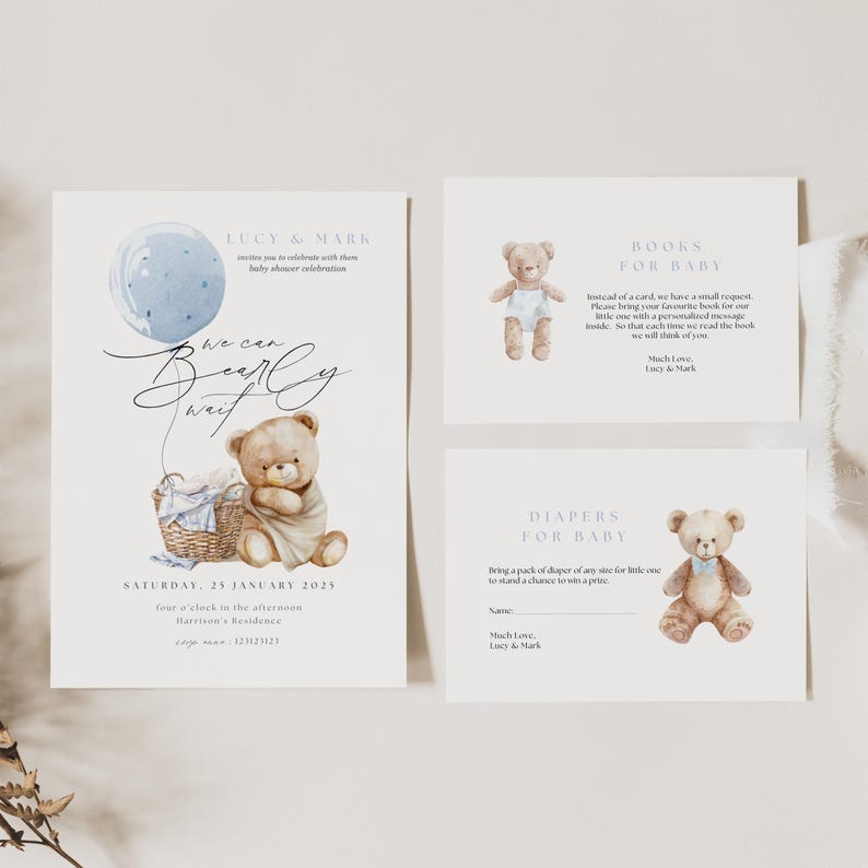 We Can Bearly Wait Baby Shower Invite, Teddy Bear Baby Shower ...