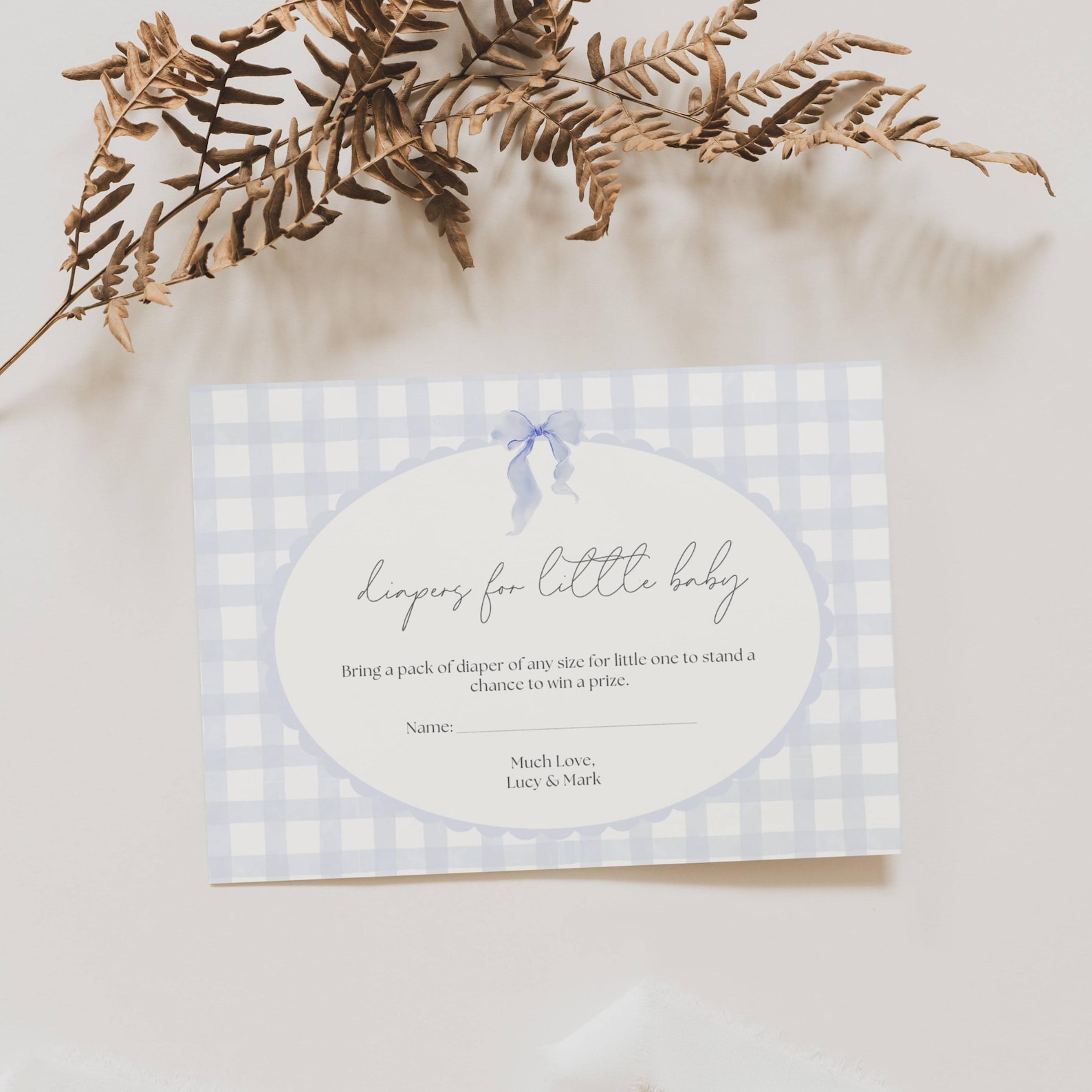 Blue Gingham Baby Shower Invitation, Classic Gingham (editable Template ...