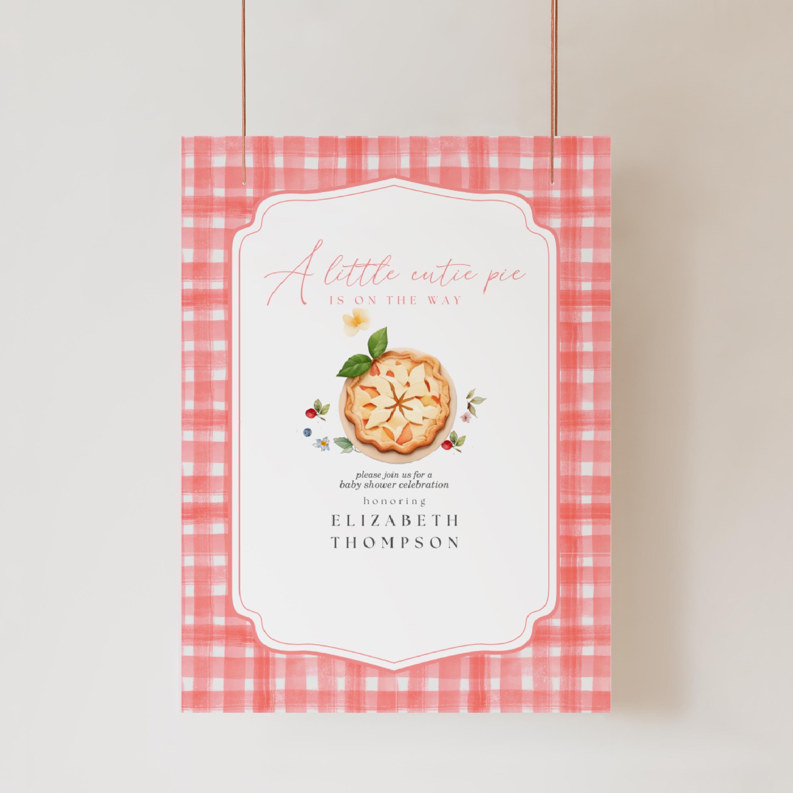 Cutie Pie Baby Shower Sign, Printable Cutie Pie Baby Shower Sign, Pink ...