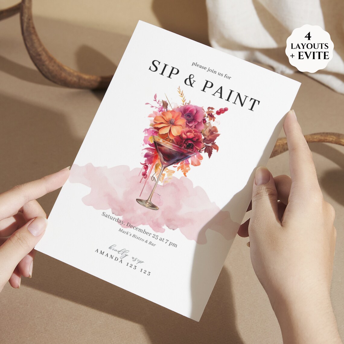 Paint and Sip Party Invitation, Sip and Paint Invitation, Paint and ...